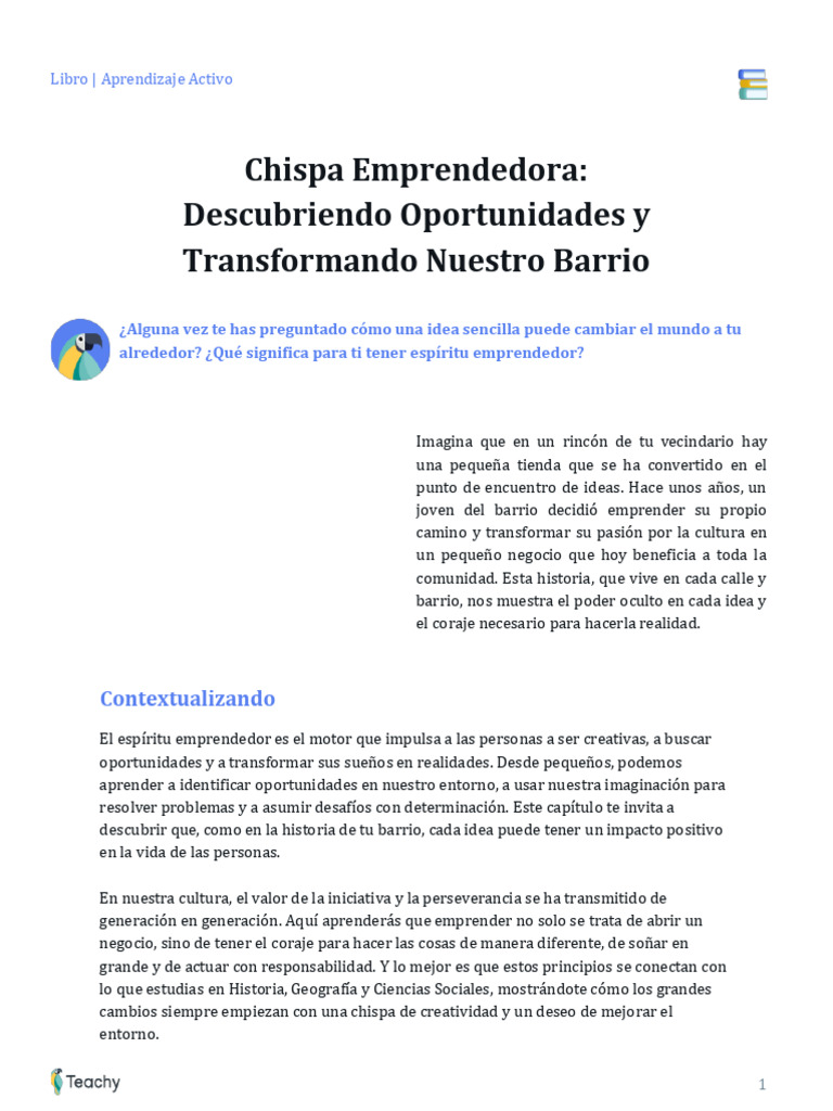 Chispa Emprendedora En Tu Barrio Pdf Iniciativa Empresarial