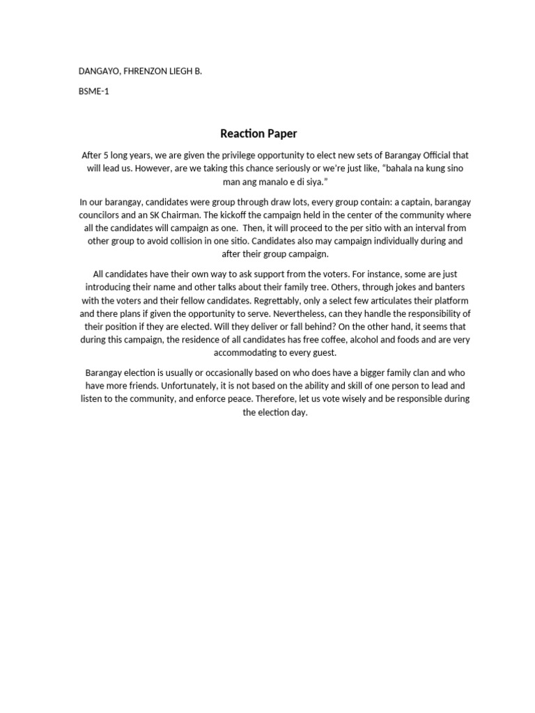 Reaction Paper | PDF