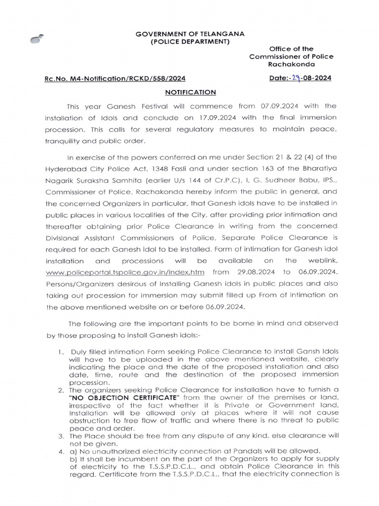 Intimation Form for installation of Ganesh Idols-2024 | PDF