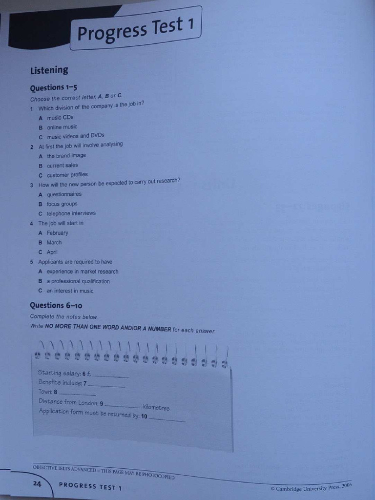 Progress Test 1 - Objective - IELTS - Advanced - Teacher - 39 - S ...