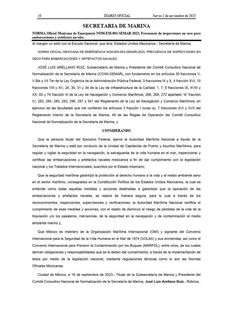 NOM-EM-003-SEMAR-2023: Inspecciones Navales | PDF | México