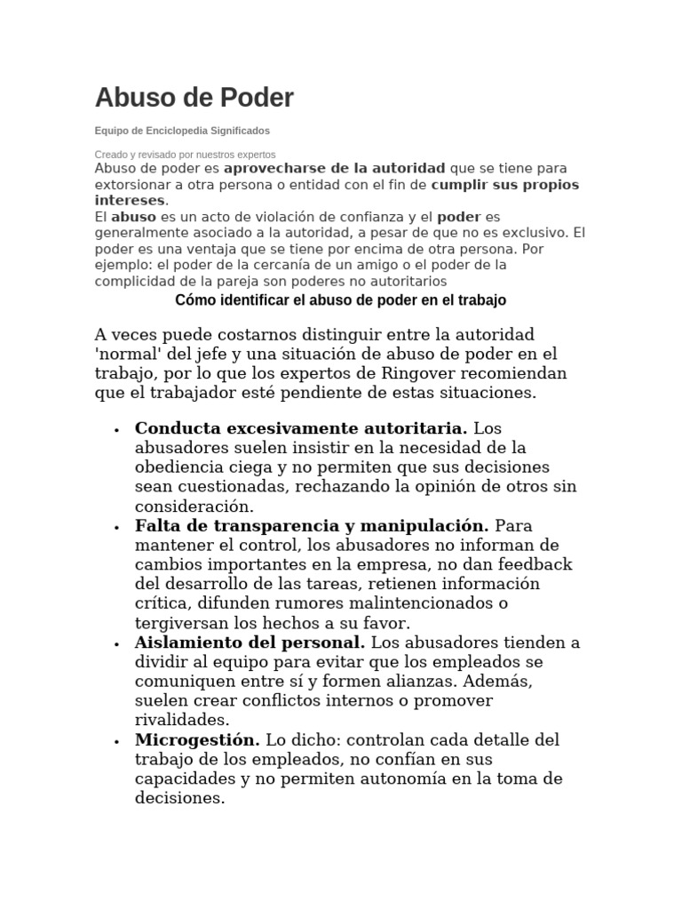 Identificación del Abuso de Poder Laboral | PDF | Acoso