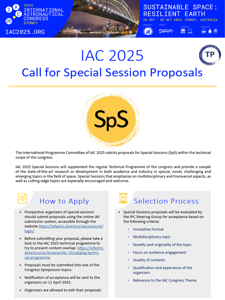 IAC 2025 Call for Special Sessions | PDF