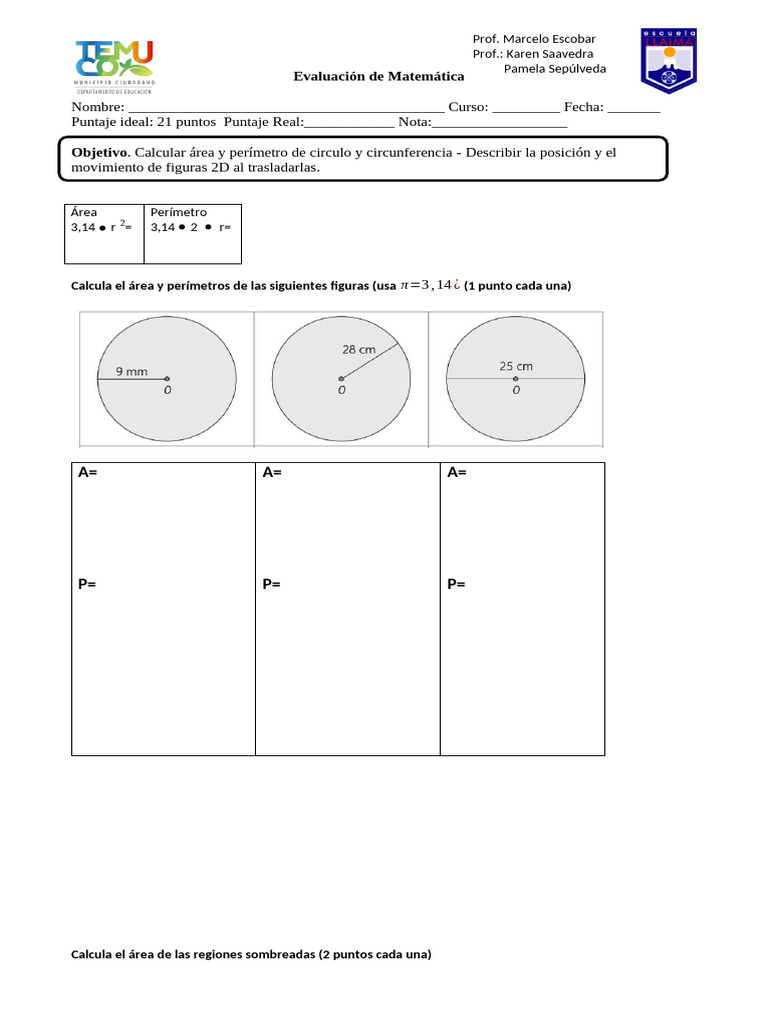 TALLER DE AREA Y PERIMETRO CIRCULO -AMELIA Y MATIAS | PDF | Triángulo ...