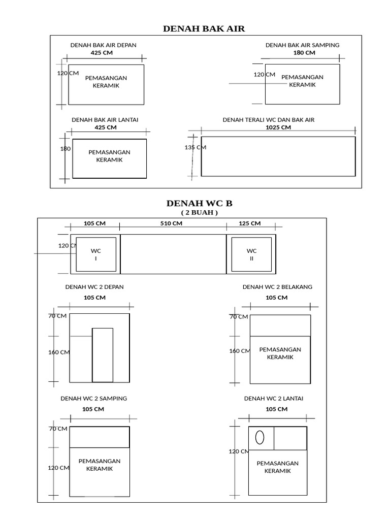Denah dan Pemasangan Keramik WC | PDF