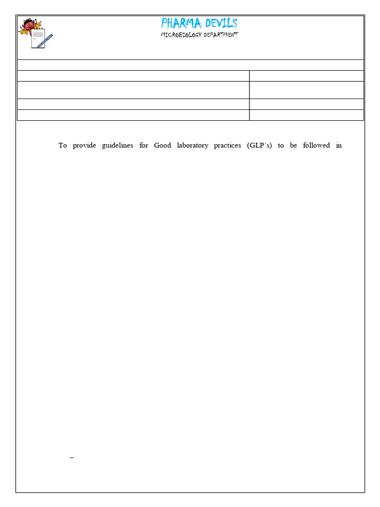 SOP For Guidelines For Good Laboratory Practices in Microbiology ...