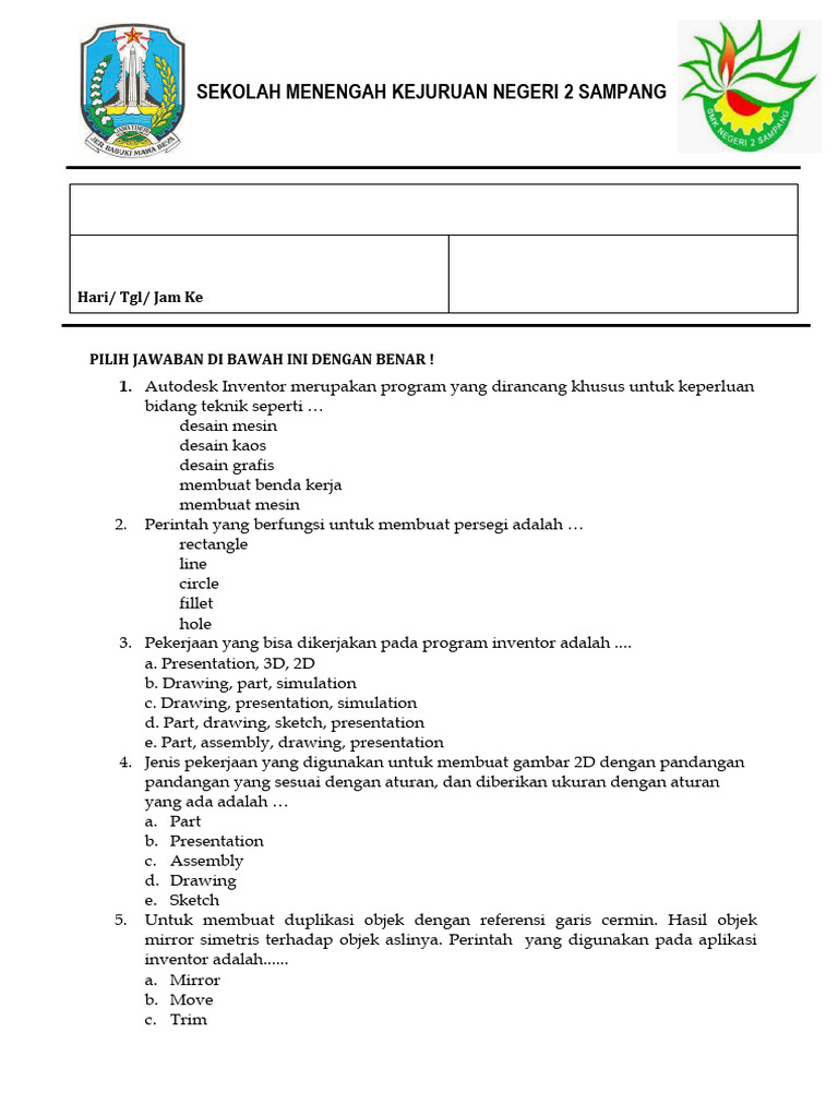 Soal Pas GTM - SMT 1 2021-2022 - Xii Pra Pas | PDF