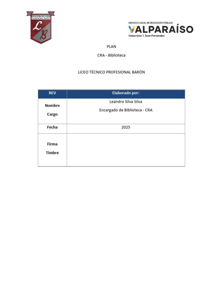 LTPB - PLAN CRA (Borrador) 2025 | PDF | Enseñando | Maestros