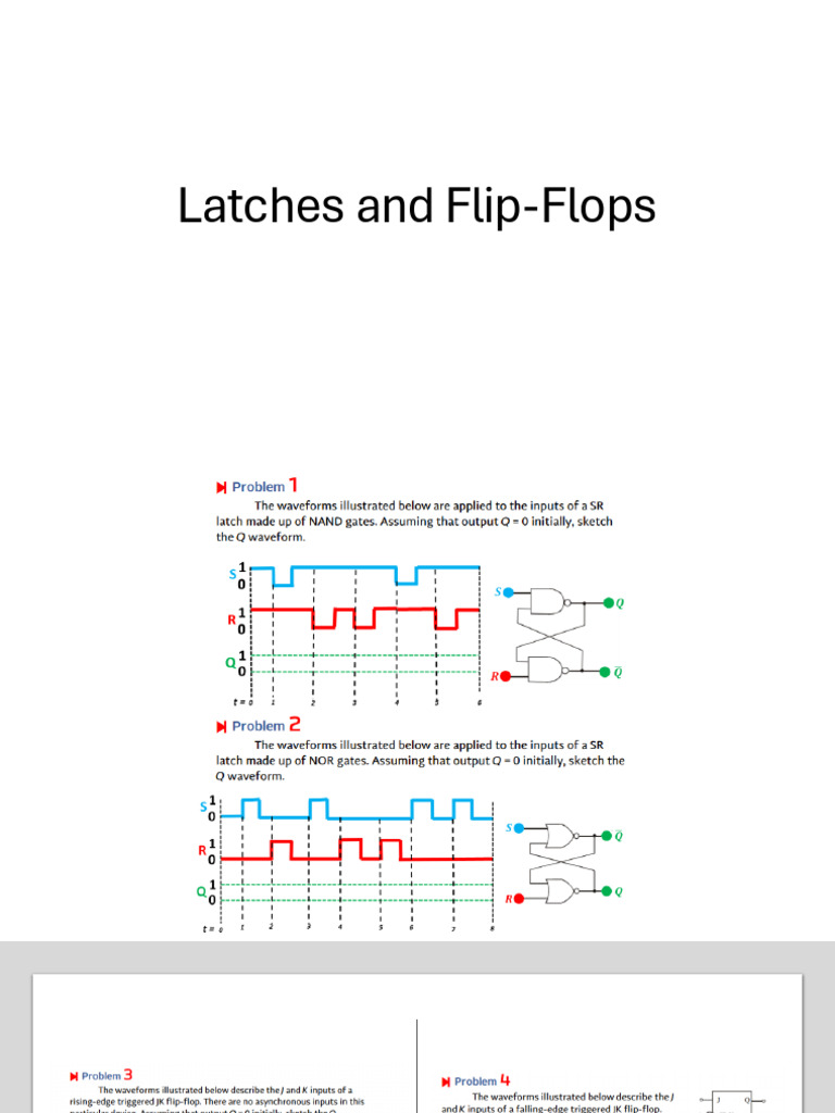 Week 12 Problem-Solving With SR Latches and D-Flip Flops, SR Flip-Flops | PDF