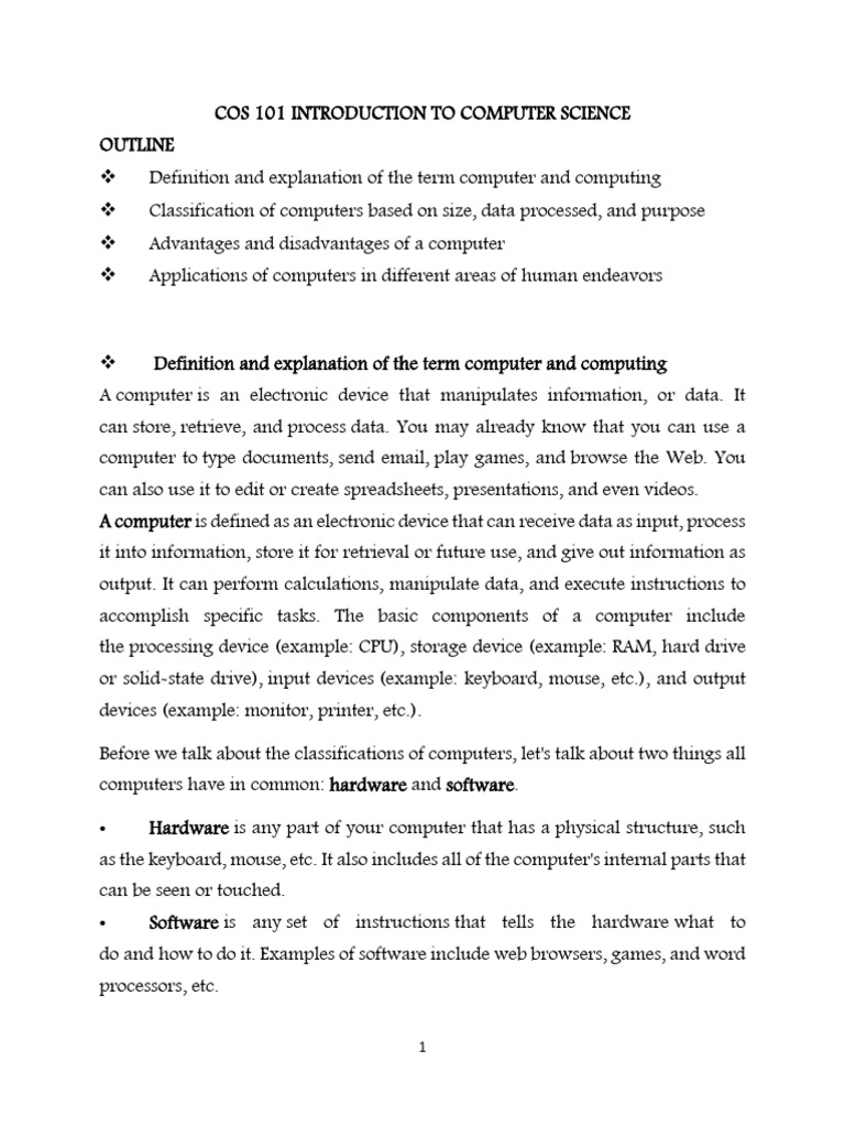 INTRODUCTORY COMPUTER SCIENCE | PDF | Mainframe Computer | Supercomputer