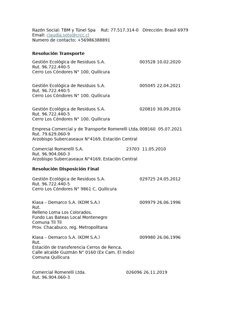 Datos para Seremi | PDF