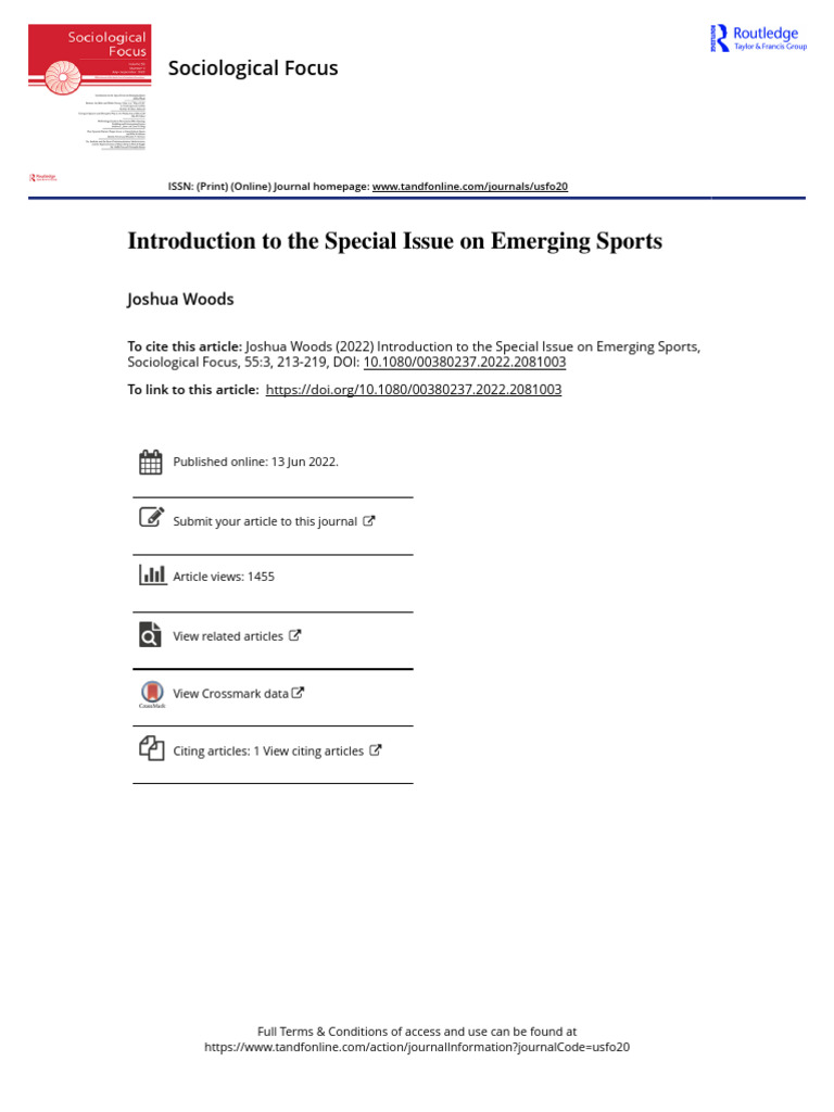 Emerging Sports: A Sociological Overview | PDF | Masculinity | Sports