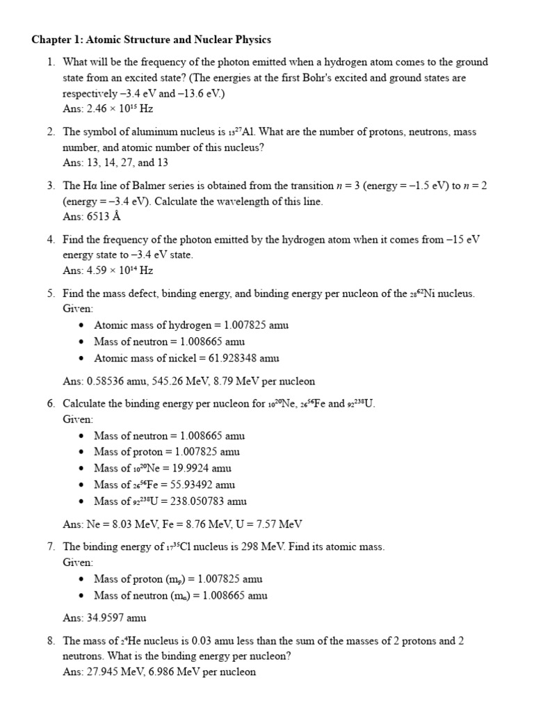 Final Mathematical Problems All Chapter | PDF | Radioactive Decay | Electronvolt
