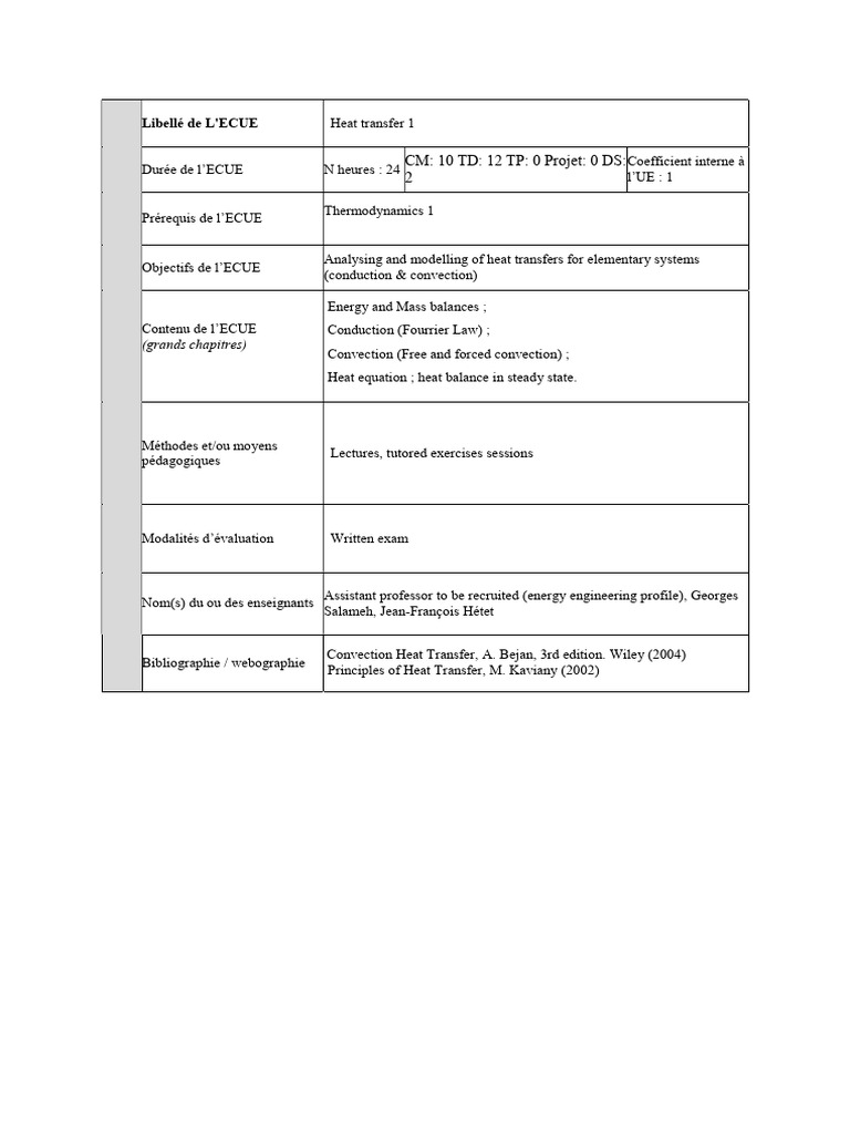 Poly - Heat Transfert - Students | PDF | Heat Transfer | Thermal Conduction