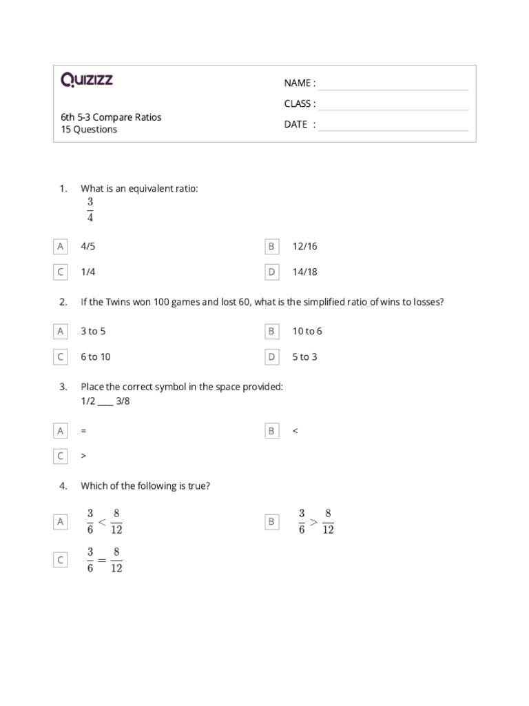 6th 5-3 Compare Ratios | PDF | Ratio | Mathematics