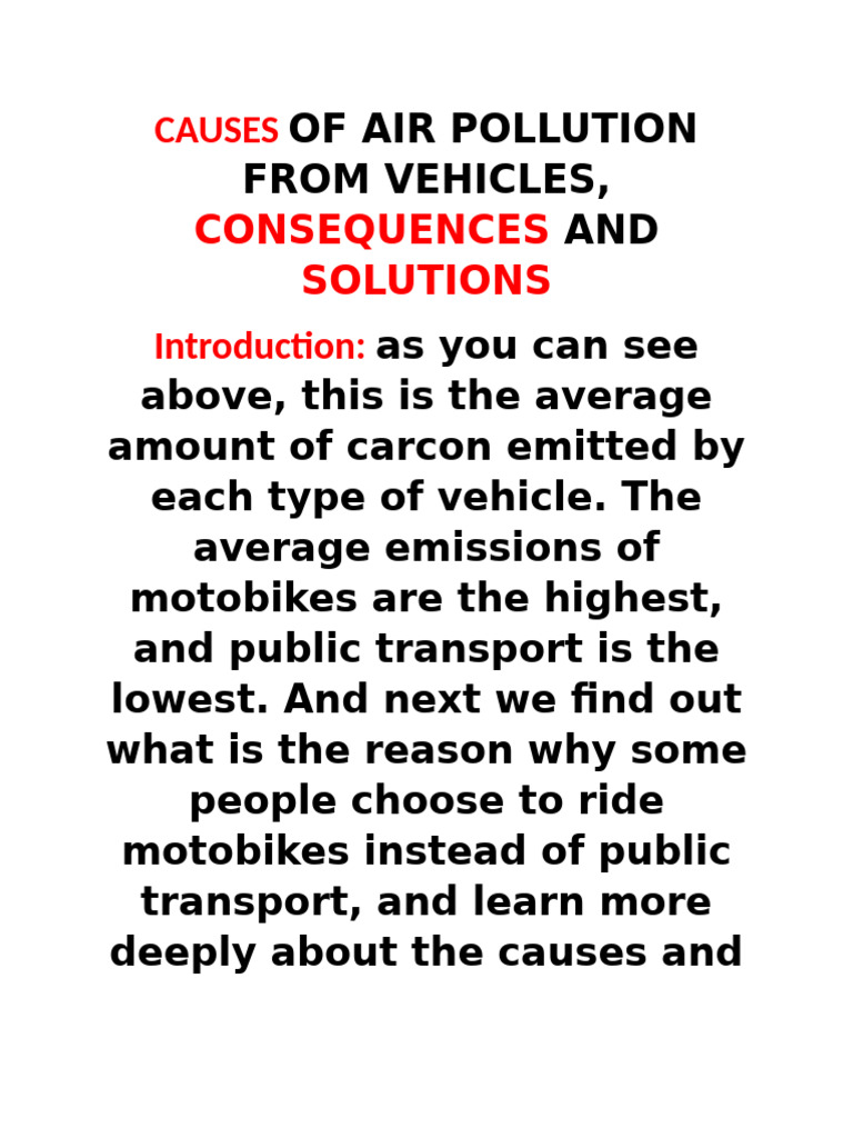 Air Pollution From Vehicles | PDF | Air Pollution | N Ox