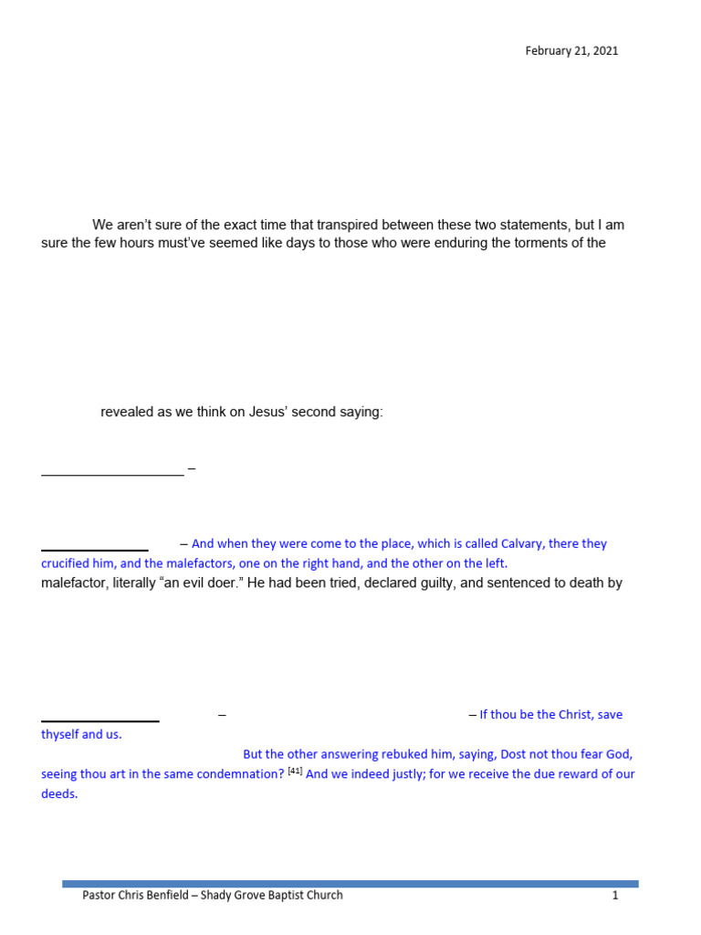 Today Shalt Thou Be With Me in Paradise - Luke 23 39-43 | PDF | Jesus ...