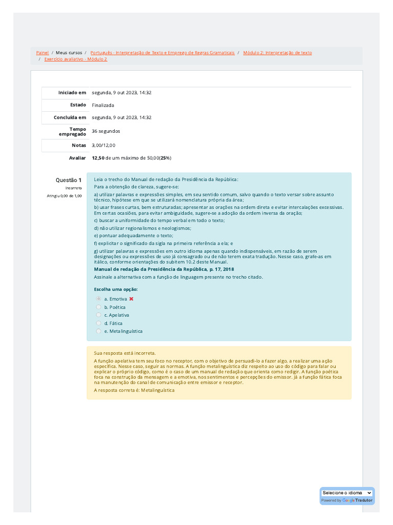 Exercício Avaliativo - Módulo 2 - Revisão Da Tentativa | PDF