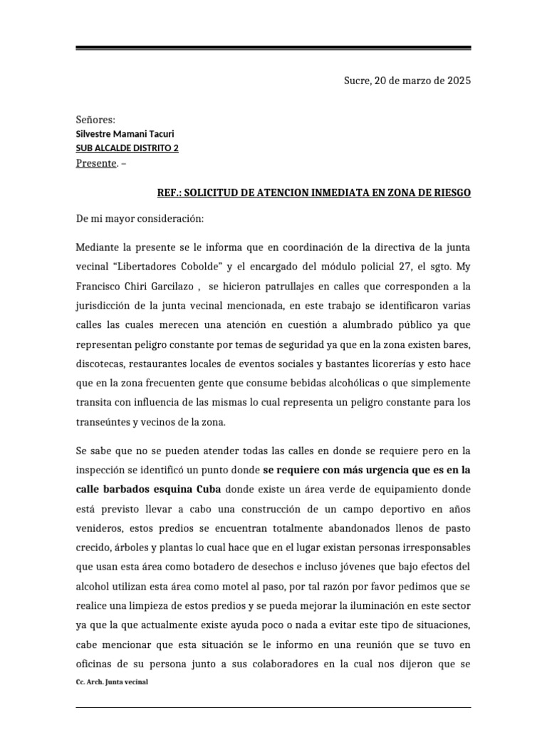 Solicitud Junta Vecinal | PDF