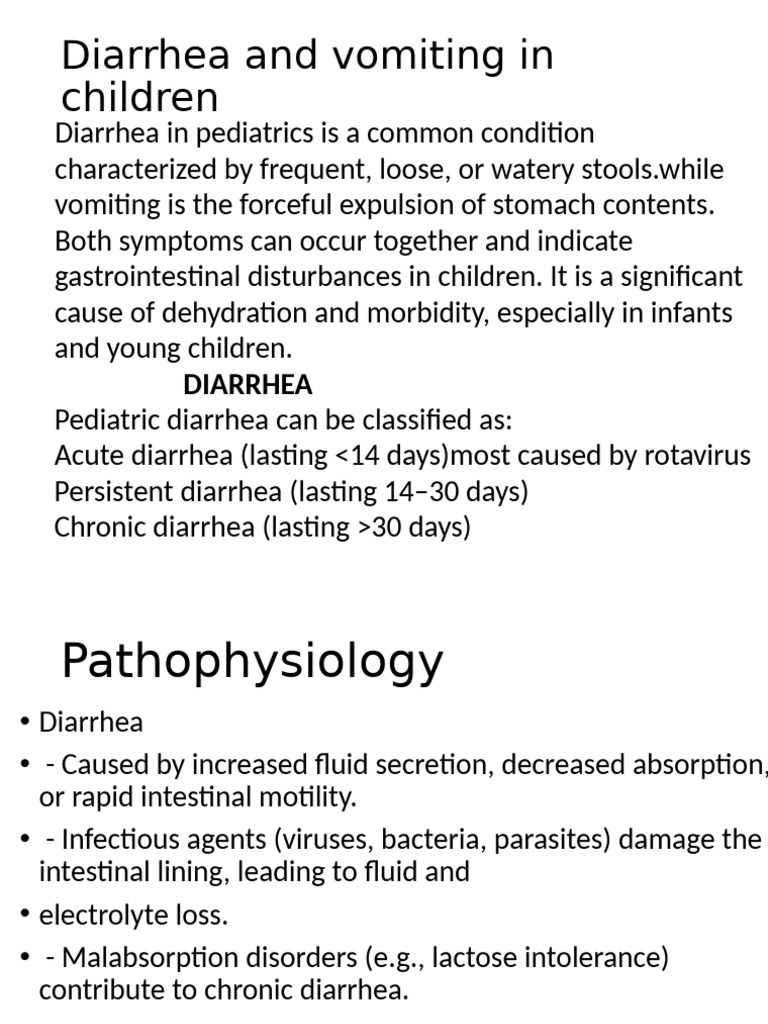 Pediatric Diarrhea and Vomiting Guide | PDF | Diarrhea | Diseases And ...