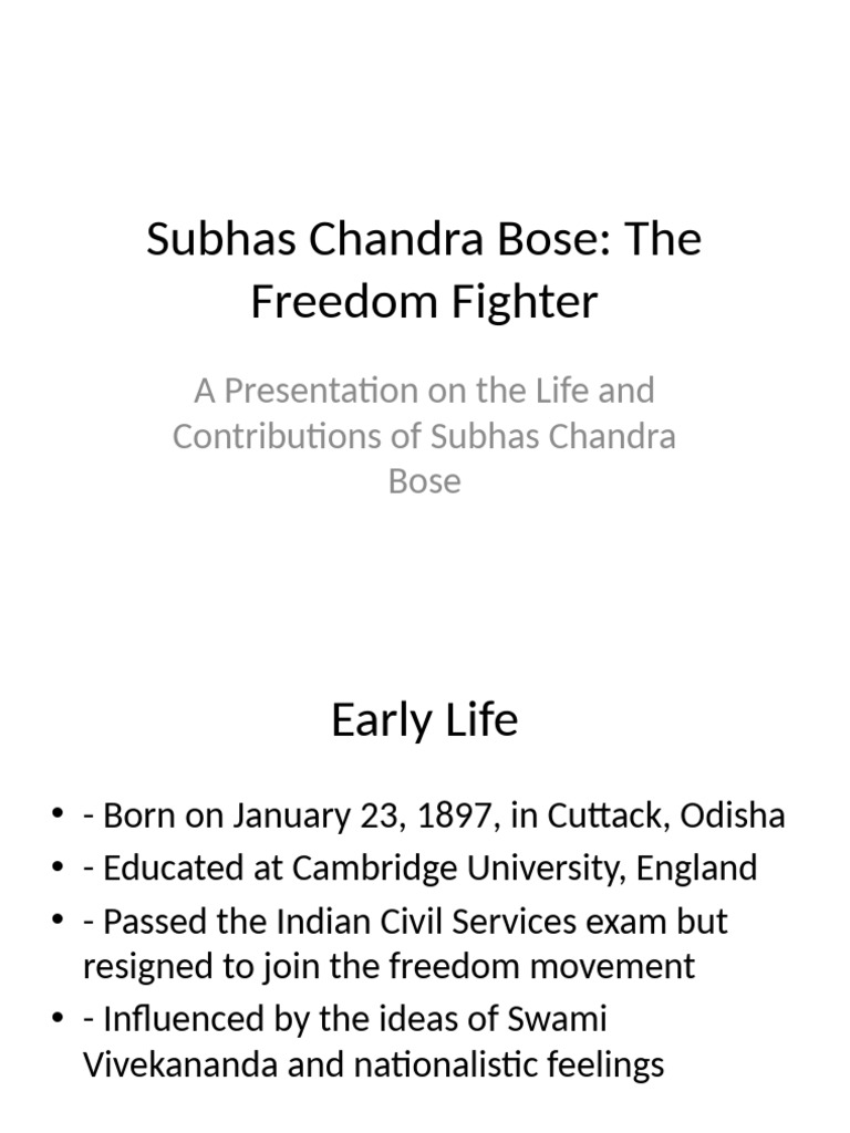 Subhas Chandra Bose Presentation | PDF