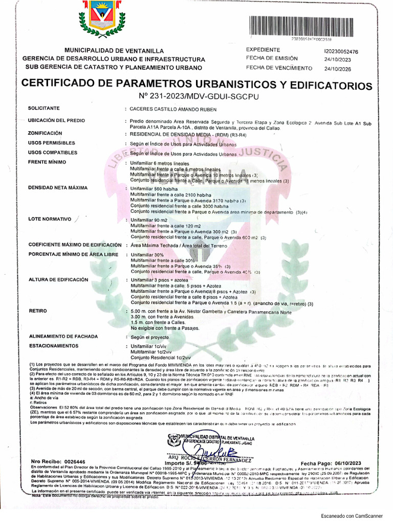 Certificado de Parametros 2023 | PDF