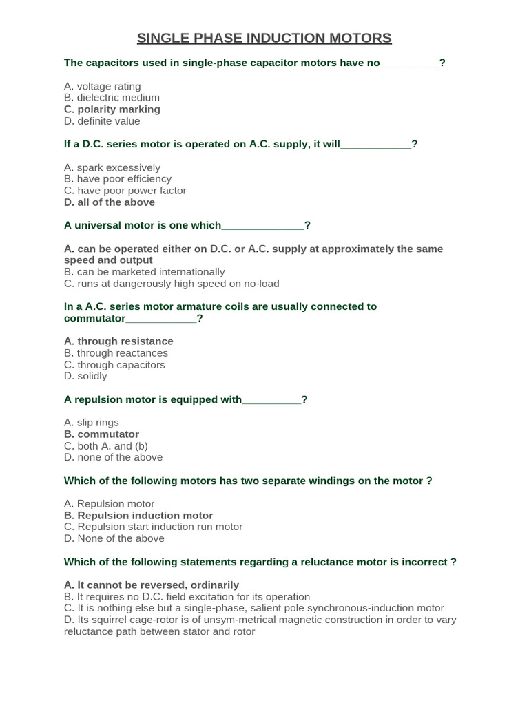 SINGLE PHASE INDUCTION MOTORS | PDF | Electric Motor | Electric Power