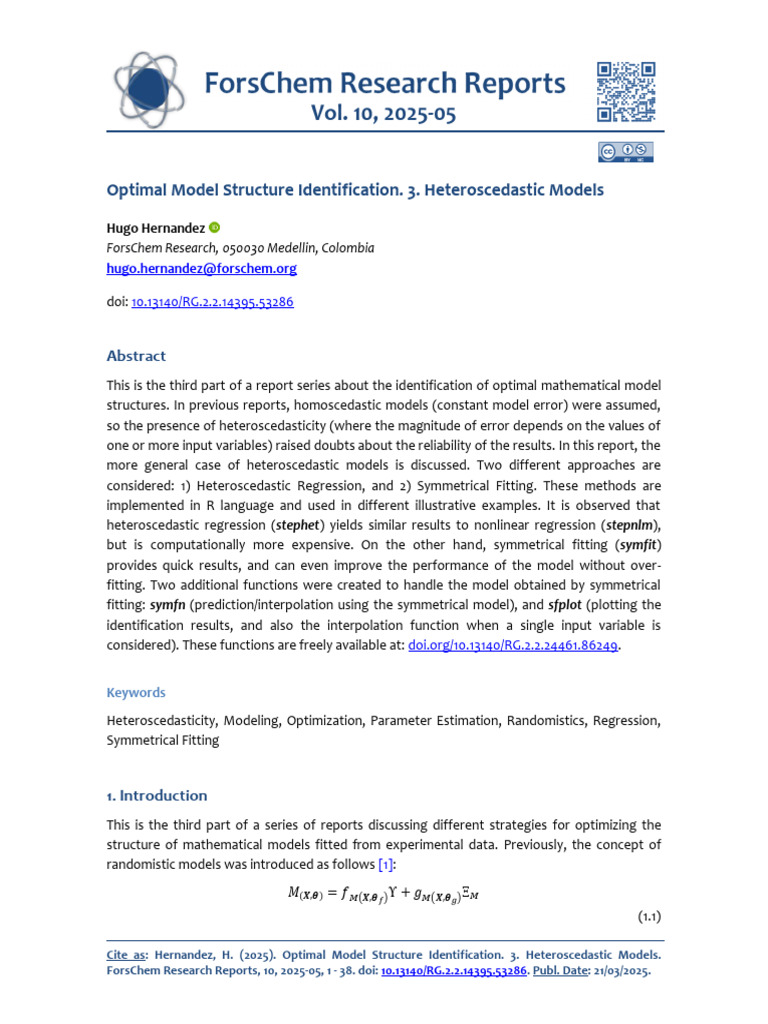 Optimal Model Structure Identification. 3. Heteroscedastic Models | PDF | Errors And Residuals ...
