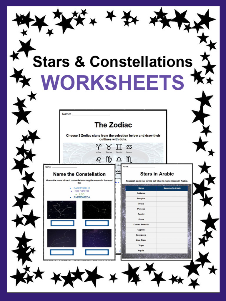 Stars & Constellations Worksheets PDF | PDF | Constellation | Stars