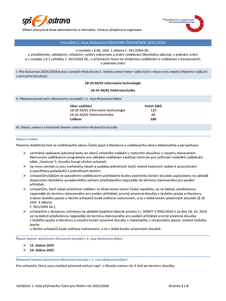 SPSeiOstrava PZ 2025 1.kolo Finalv2-Signed | PDF