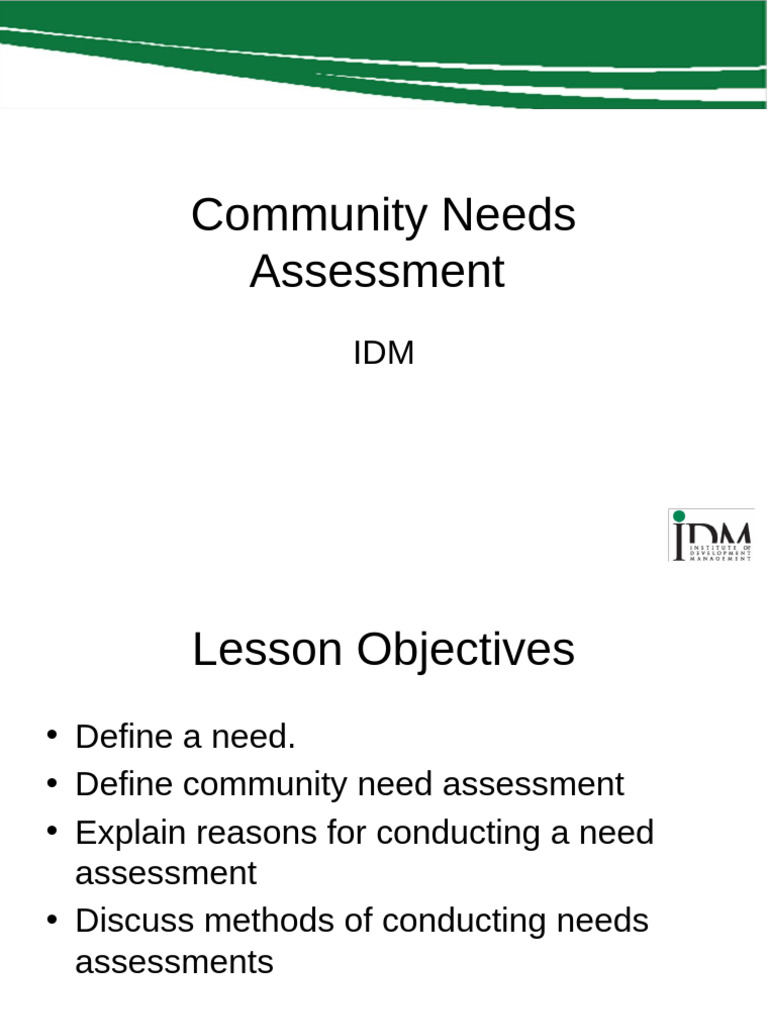 Community Needs Assessment Guide | PDF | Information | Community