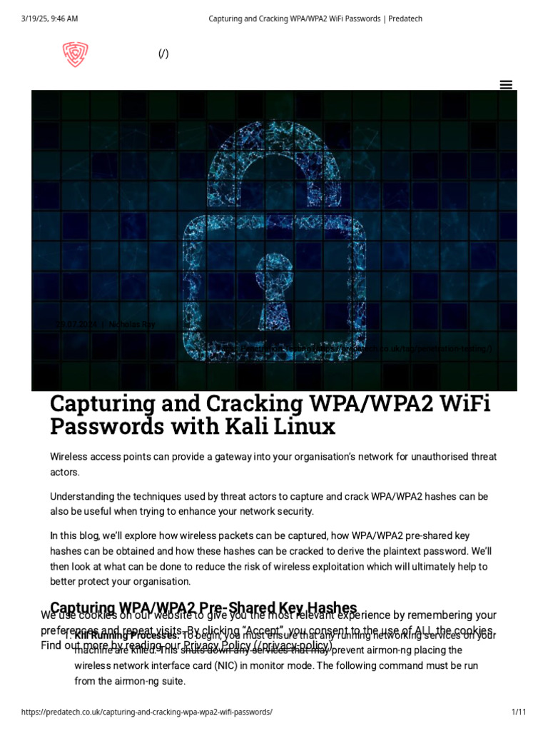 Capturing and Cracking WPA - WPA2 WiFi Passwords - Predatech | PDF ...