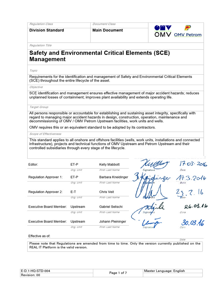 Safety & Environmental Critical Elements Management | PDF | Safety | Risk
