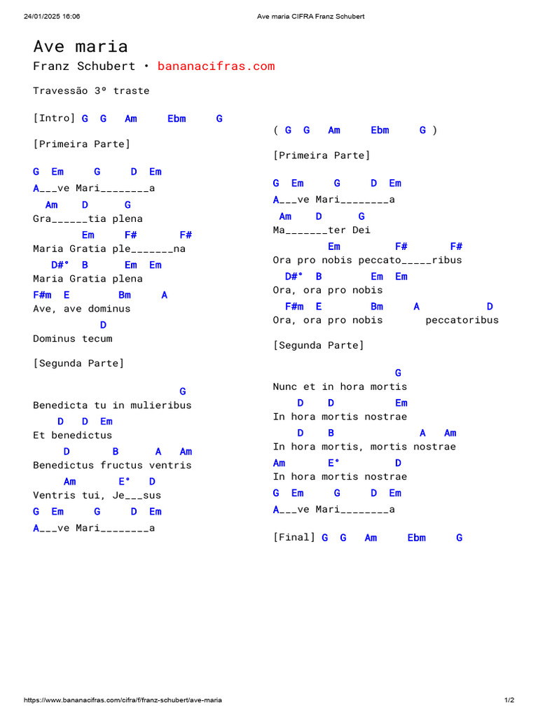 Ave Maria CIFRA Franz Schubert | PDF