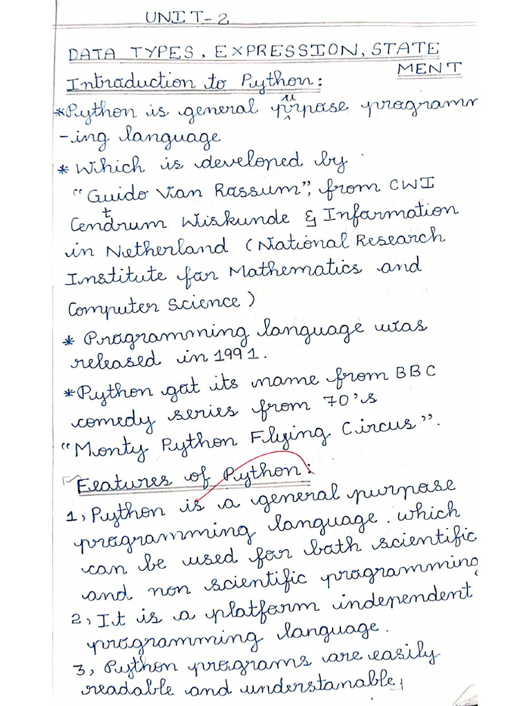 Python Notes Unit 2 | PDF