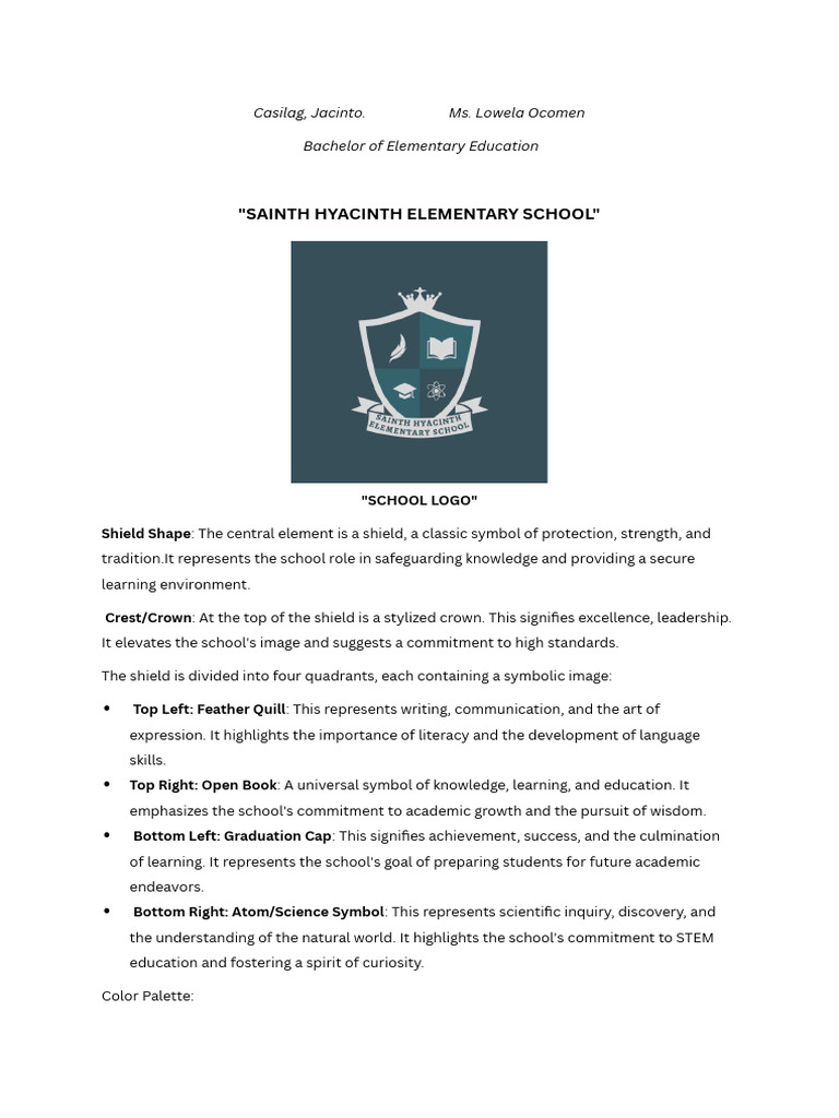 Saint Hyacinth School Logo Analysis | PDF