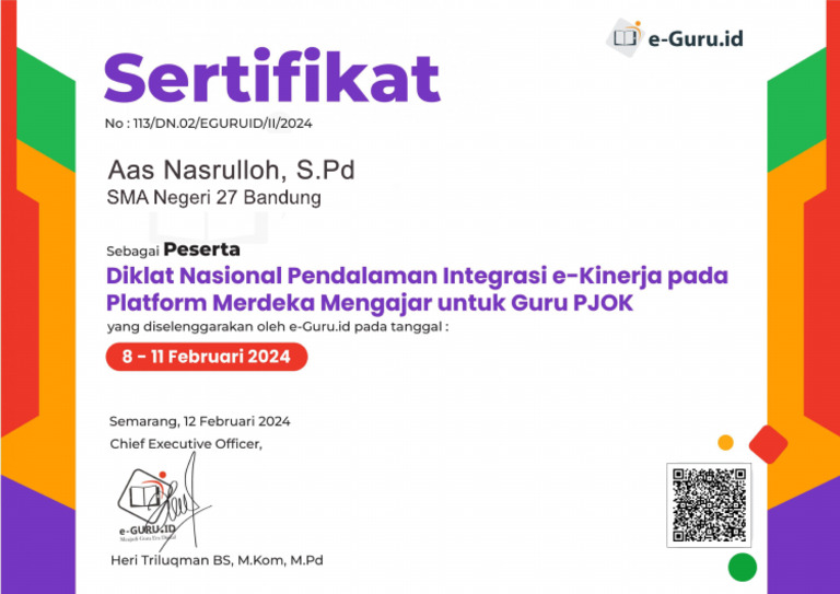 Sertifikat - Aas Nasrulloh, S.PD | PDF