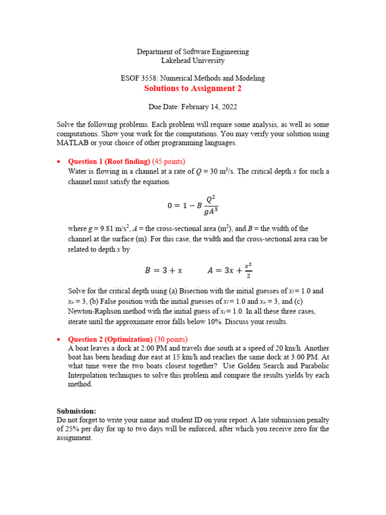 Assignment2-Solutions-withMarking_Scheme | PDF | Numerical Analysis | Mathematical Analysis