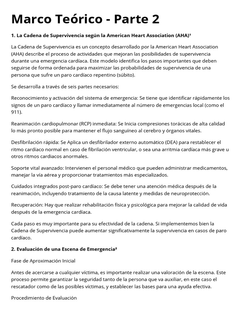 Marco Teórico - Parte 2 | PDF | Reanimación cardiopulmonar | Paro cardíaco