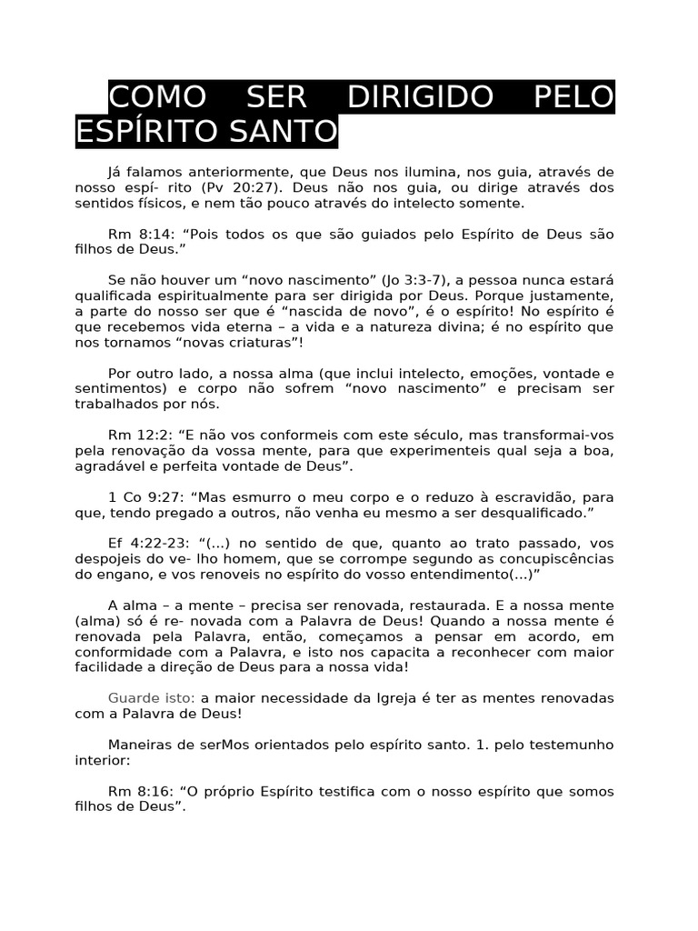19 Como Ser Guiado Esp Santo | PDF | Espírito Santo (religião) | Deus