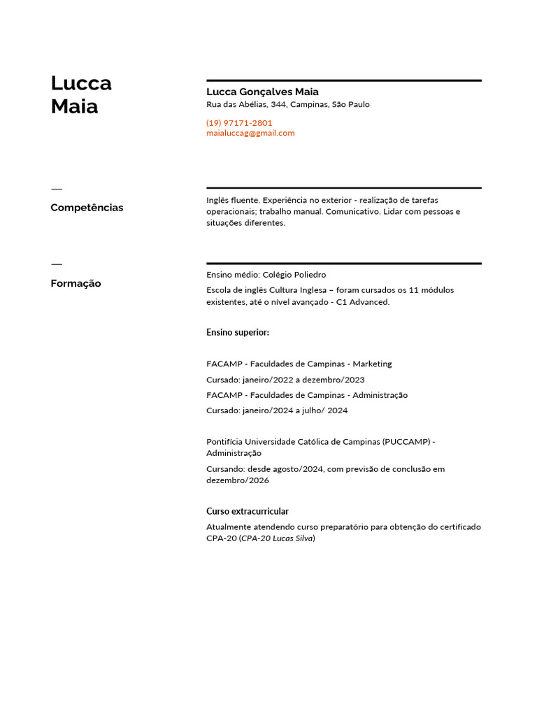 CV Lucca Maia PDF | PDF