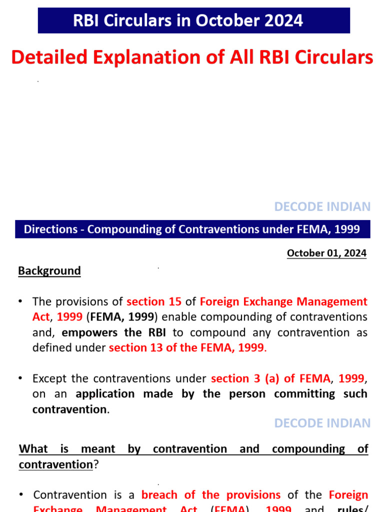 RBI Circulars October Lecture 1 & 2 | PDF | Letter Of Credit | Reserve ...