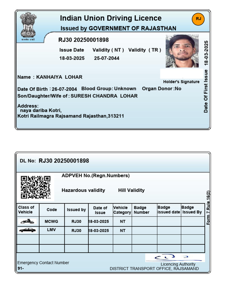 Government of Rajasthan Issued by RJ30 20250001898 | PDF