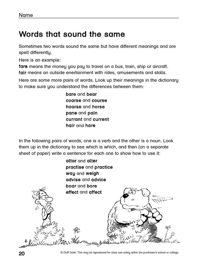 Words That Sound The Same | PDF