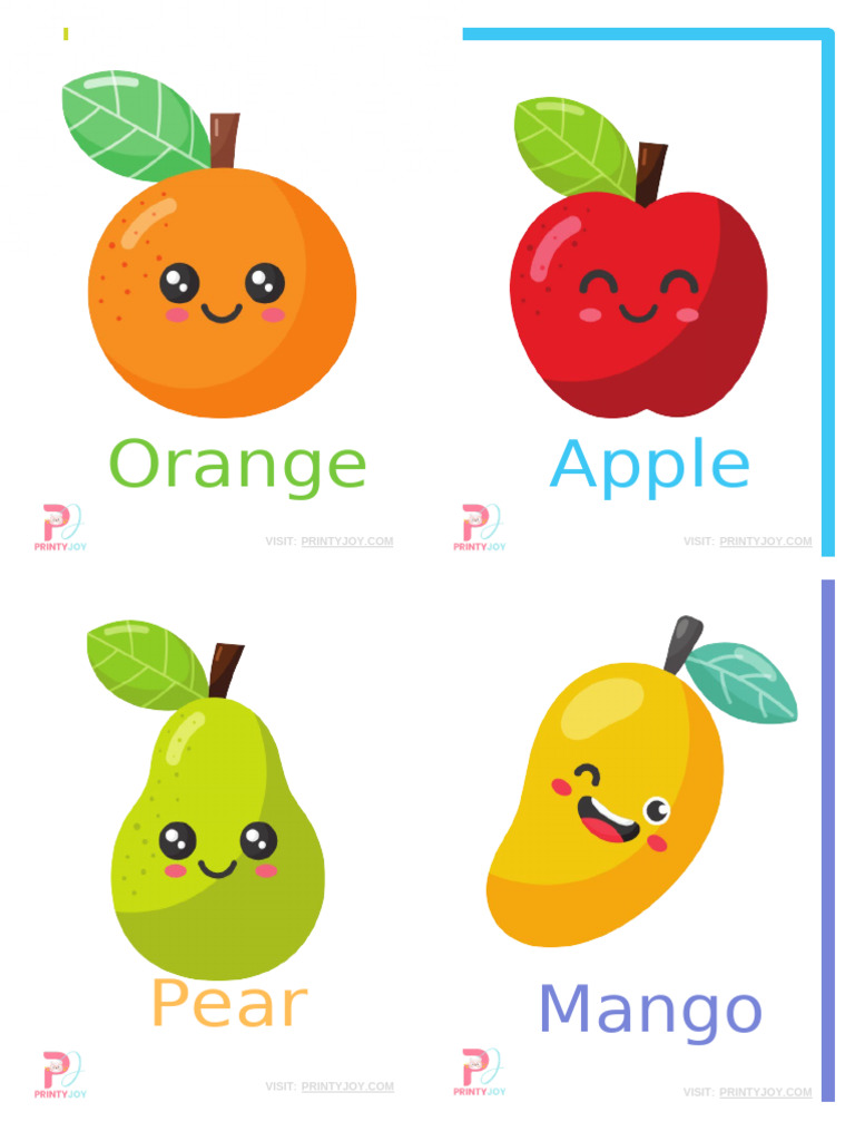 Fruits Flashcards For Kids Free Printable | PDF