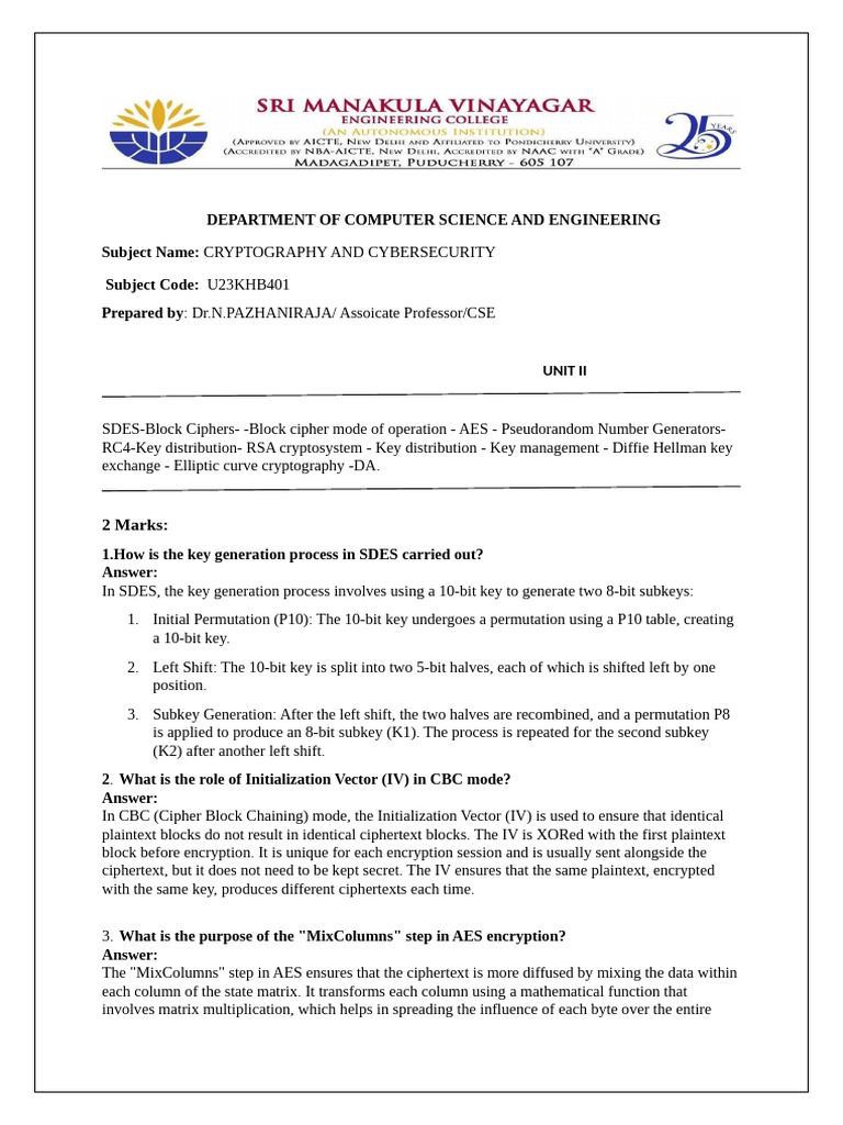 Unit 2 | PDF | Key (Cryptography) | Public Key Cryptography