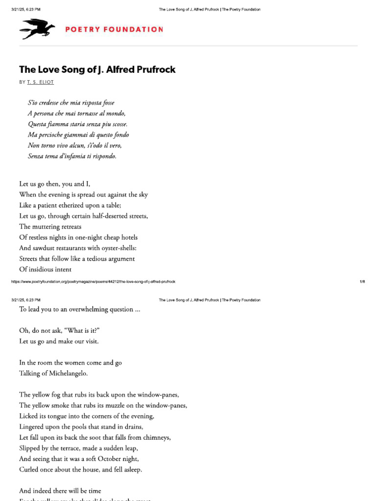 Eliot Prufrock | PDF