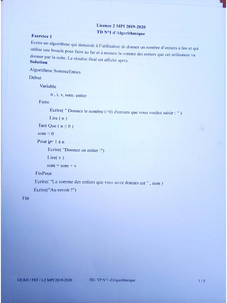 Correction TD1 Algo | PDF