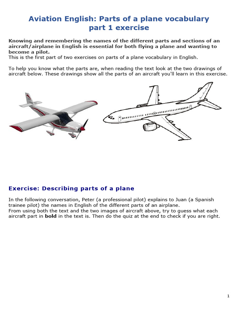 Aviation English: Aircraft Parts Vocabulary | PDF | Empennage | Airspeed