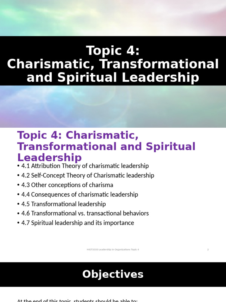 Topic 4 - Charismatic, Transformational and Spiritual | PDF ...